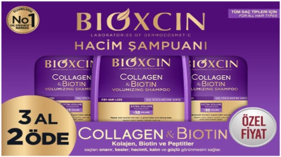 Bioxcin Collagen & Biotin Ekstra Hacim Şampuanı 300 ml 3 Al 2 Öde - Kolajen Biotin İnce ve ...