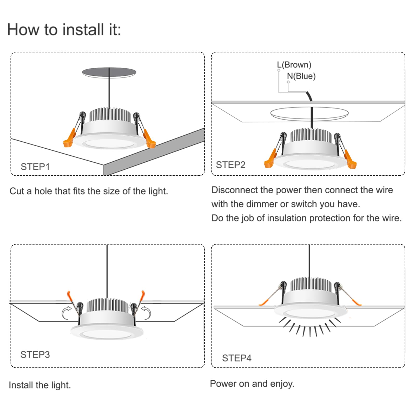 Snapklik.com : 3.5 Inch LED Recessed Lighting Dimmable Downlight, 7W ...