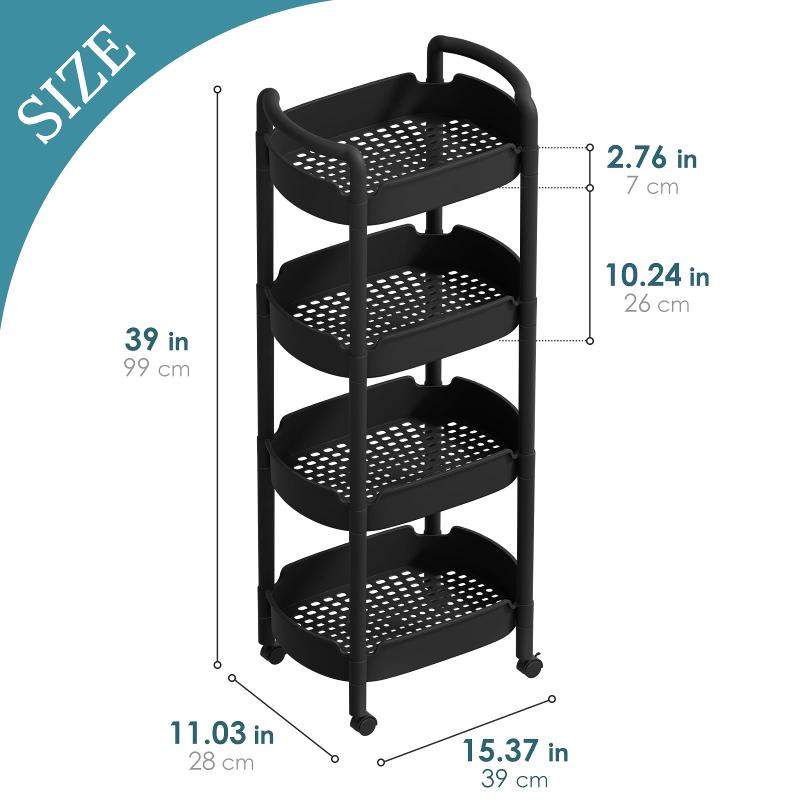 Snapklik.com : HUXMEYSON 4 Tier Rolling Cart, Multi-Functional Storage ...