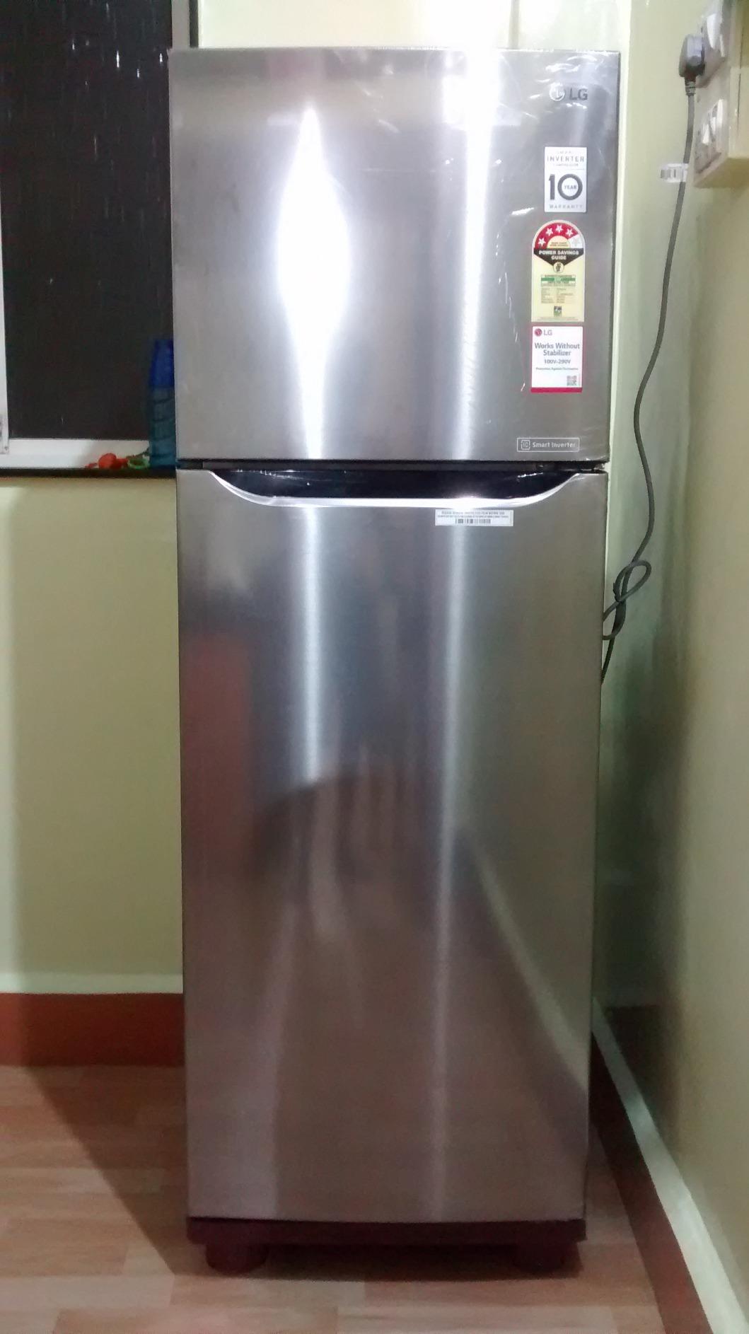 LG 255 L 3 Star Frost Free Double Door Refrigerator(GL-A282SPZL, Silver, Inverter Compressor ...