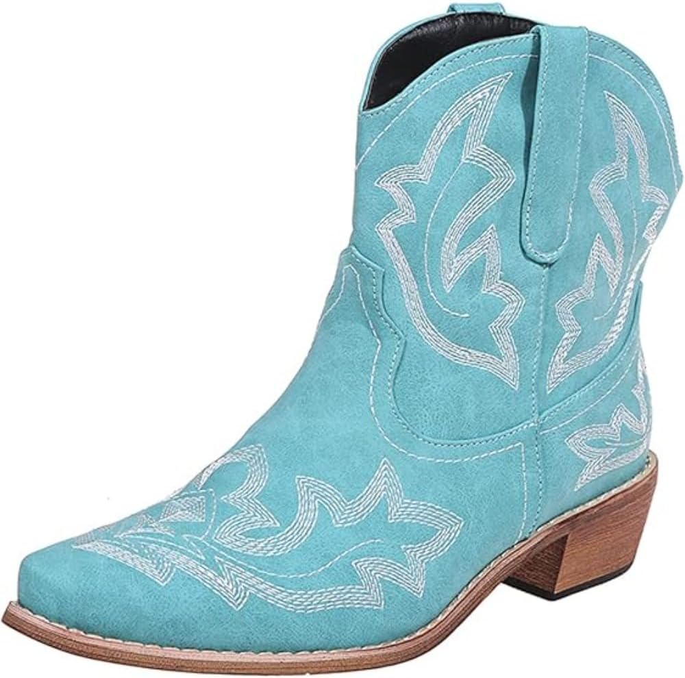 Amazon.com | Cowboy Boots for Women - Embroidery Cowgirl Western Ankle ...