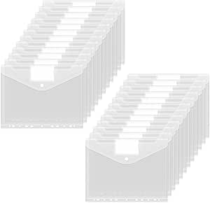 Classycoo Lot de 24 porte-documents A4, transparents, format A4, avec ...