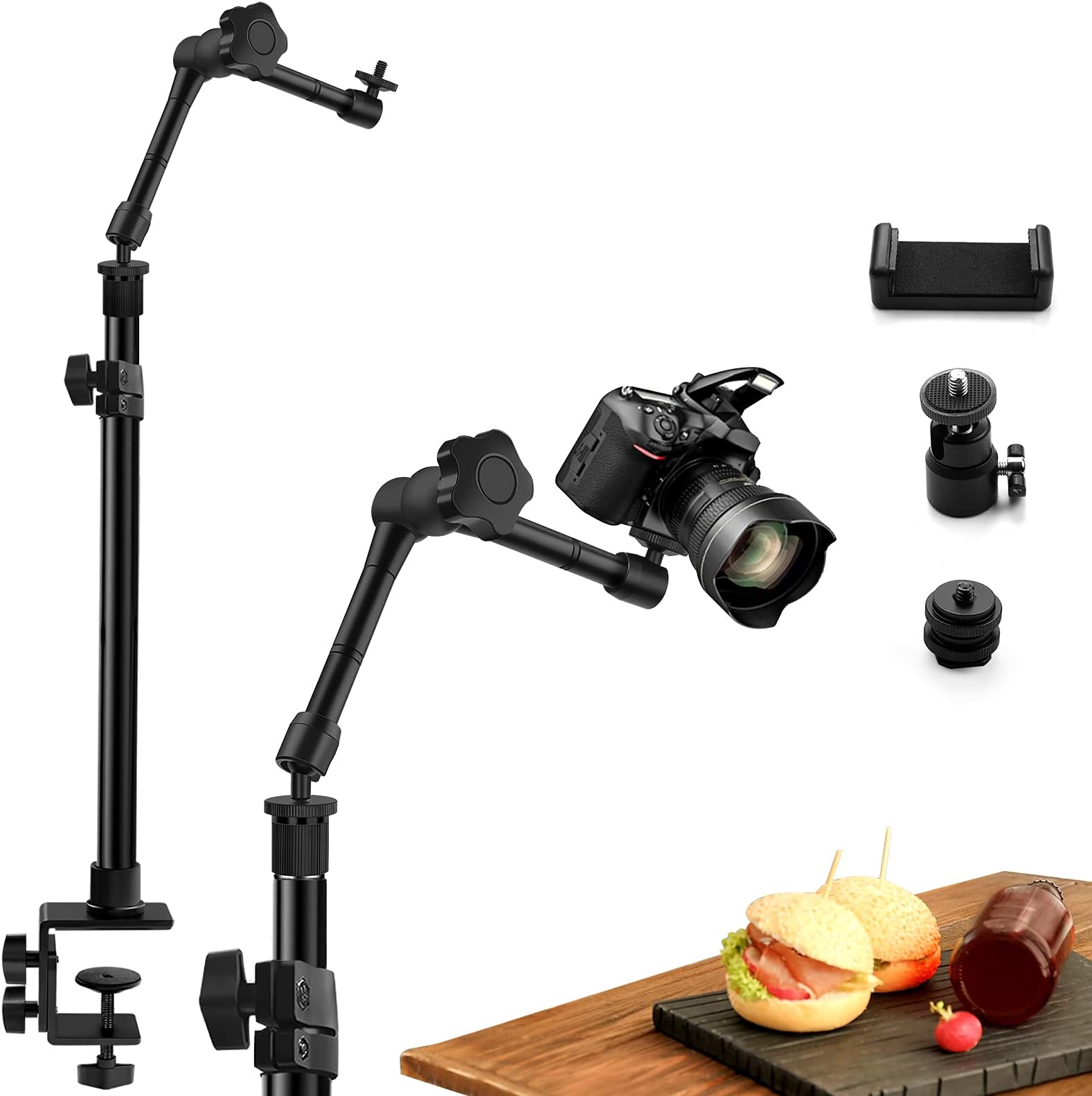 Amazon.com : Obeamiu Camera Desk Mount Stand, 11 Inch Magic Arm with 1/ ...
