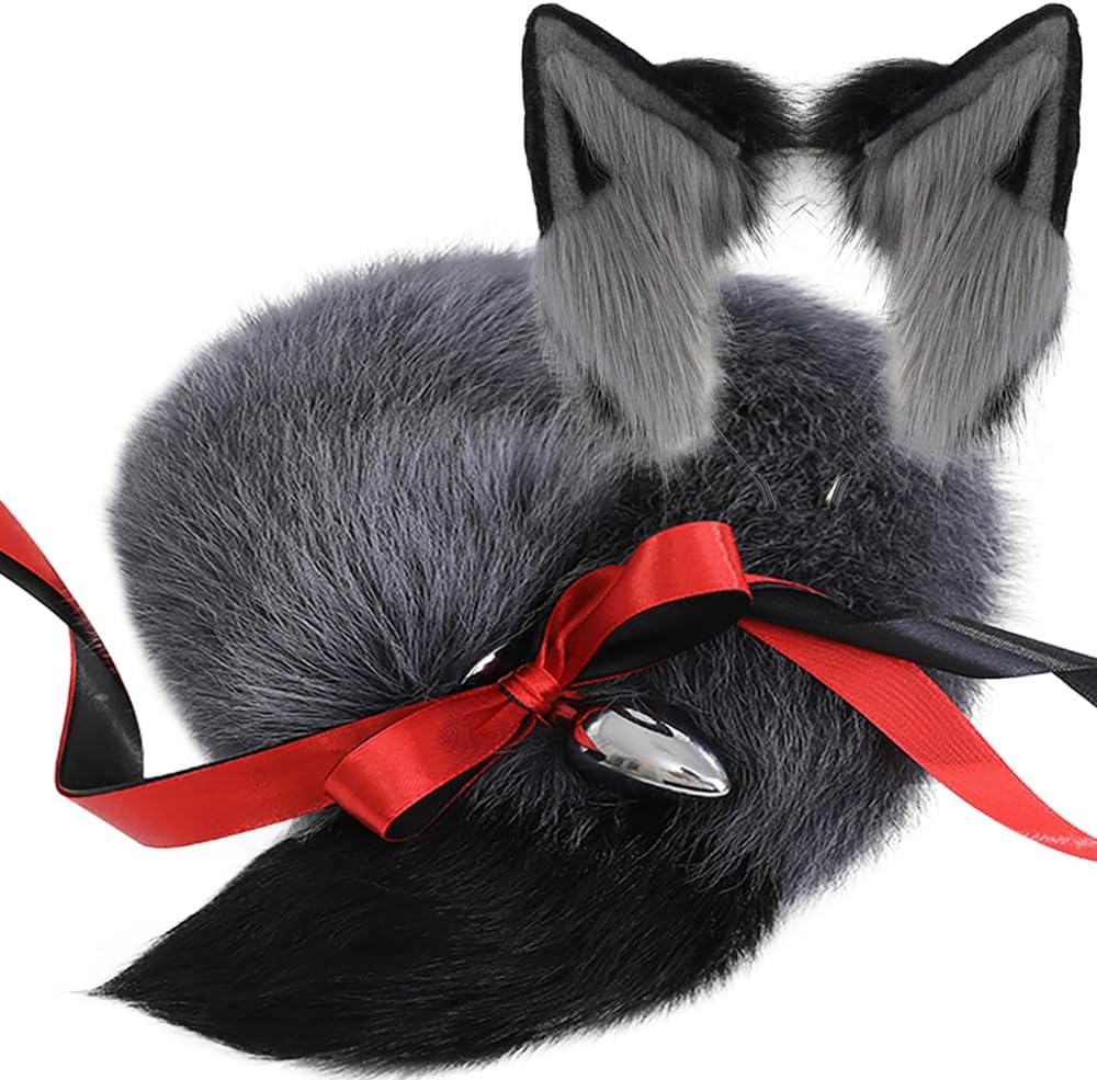 Amazon Butt Plug Fox Tail Greyish Black Artificial Handmade Fox