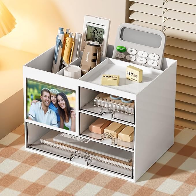 SOSINYA Schreibtisch Organizer mit Schubladen box,Schreibtisch Organizer Ablage - 15.5x20.8x14 ...