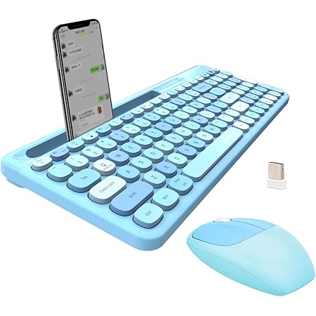 Amazon.com: Letton Wireless Keyboard and Mouse Retro Colorful Keyboard ...