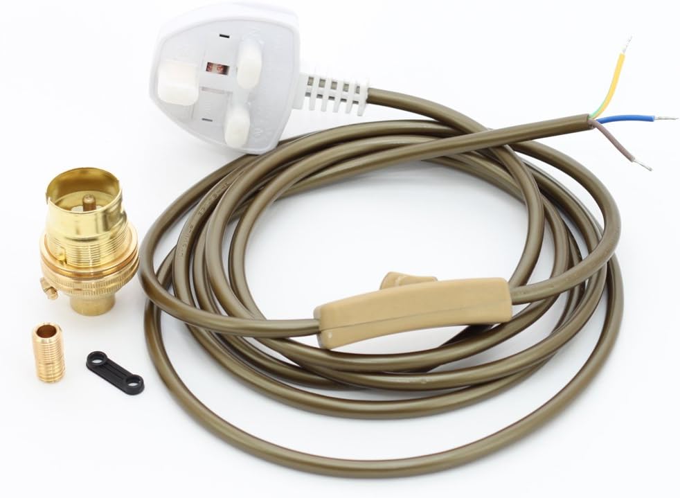 B22 Bayonet Lamp Holder with Cord Switch,Phenolic BS UK Power Cord with ...