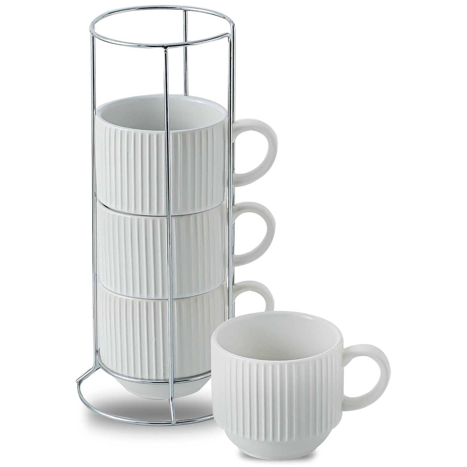 Amazon.com: Tikooere Ceramic Coffee Mugs with Stand, 15 Oz Stackable ...