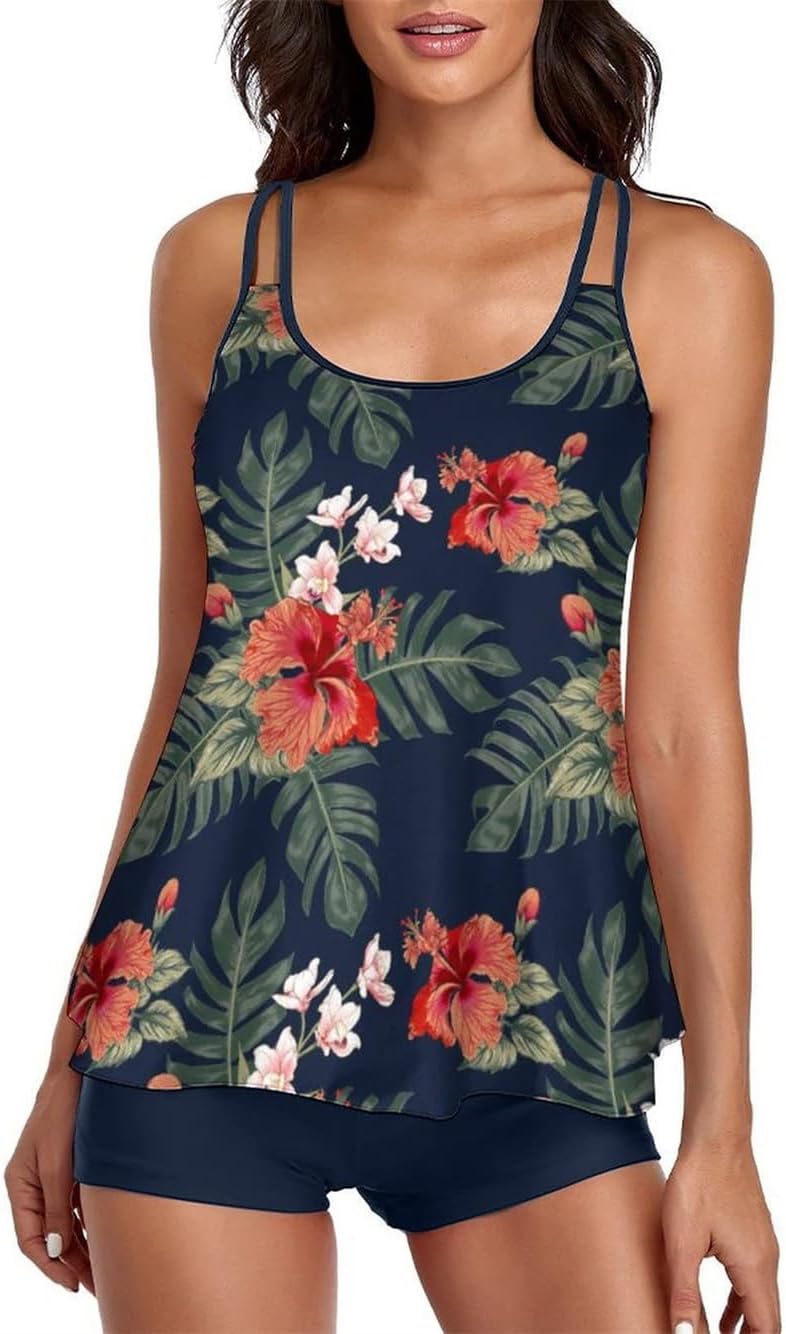Amazon.com: Plus Size Tankini Swimsuit for Women, Retro Vintage Floral ...