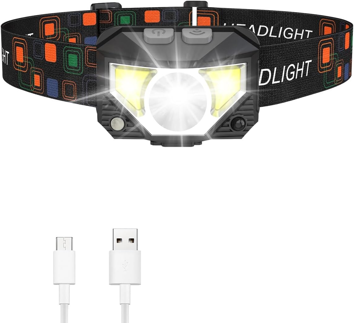 Victoper LED Head Torch, 2500L 6 Lighting Modes Headlamp, Battery ...