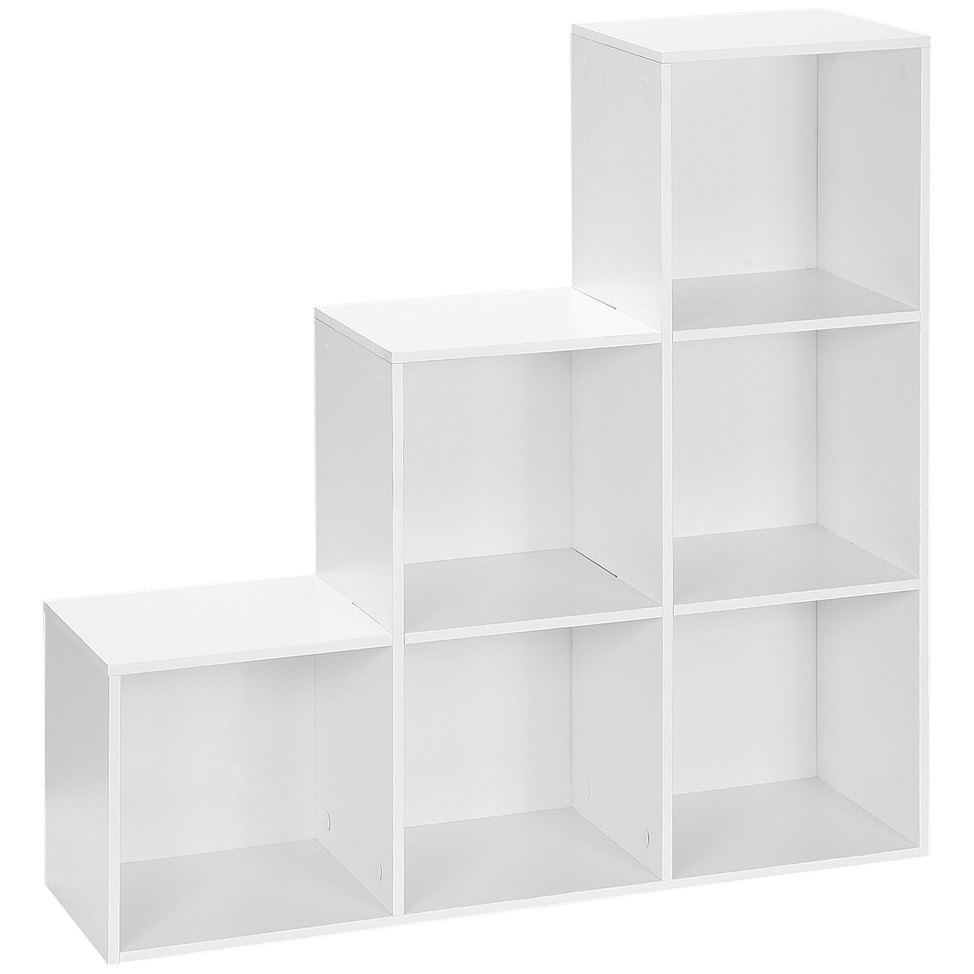 HOMCOM 3-tier Step 6 Cubes Storage Unit Particle Board Cabinet Bookcase ...