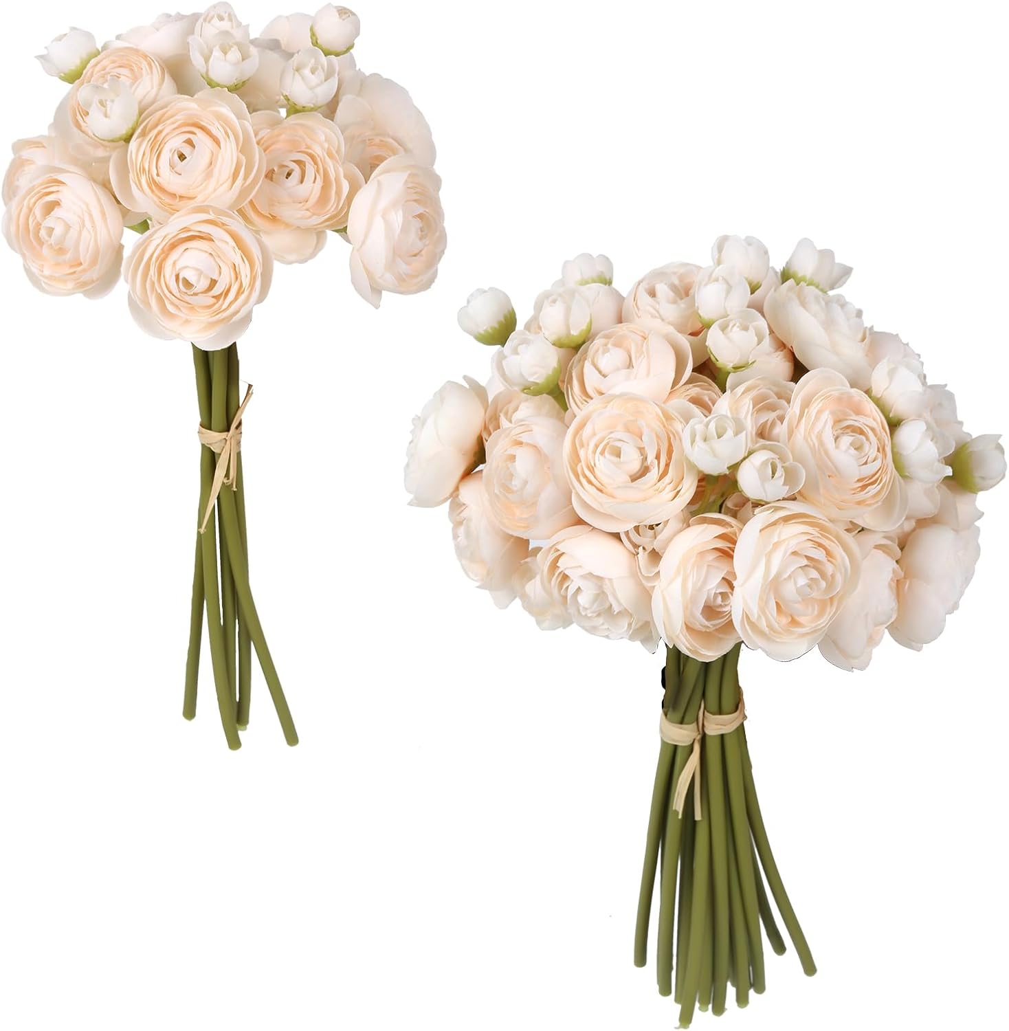 Amazon.com: IPOPU Ranunculus Artificial Flowers 2 Bouquets Mini Cream ...