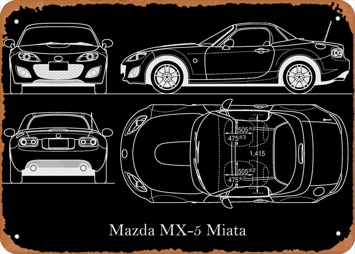 Amazon.com : Cars Blueprints Mazda MX5 Miata Poster 8x12 Inch Retro ...