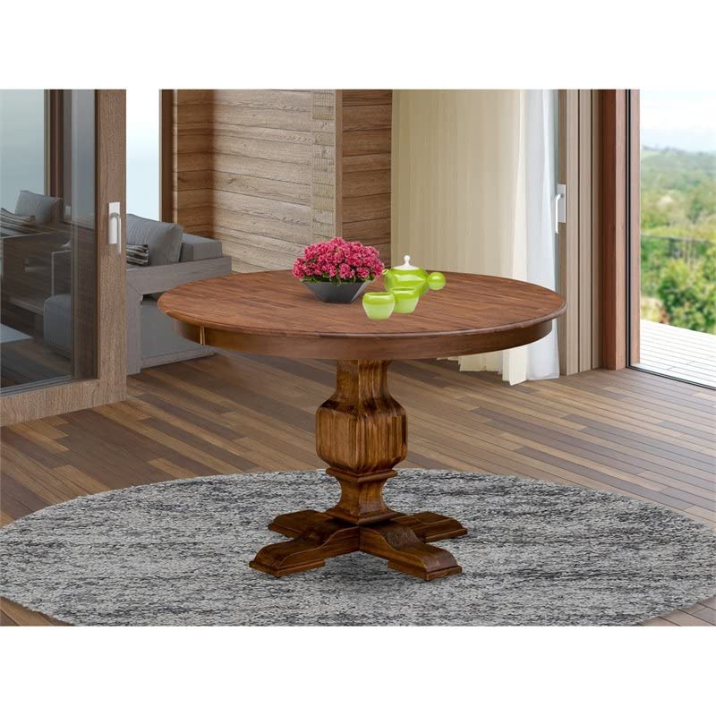 East West Furniture FE3-0N-TP FERRIS Round Dining Table with Pedestal ...