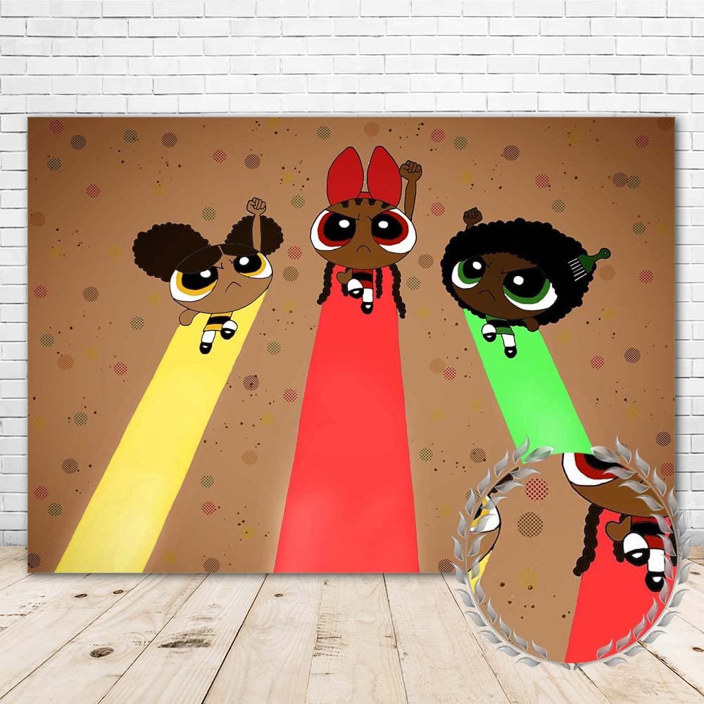 Black Powerpuff Girl Party Supplies 5x3ft Vinyl Powerpuff Girl Backdrop ...