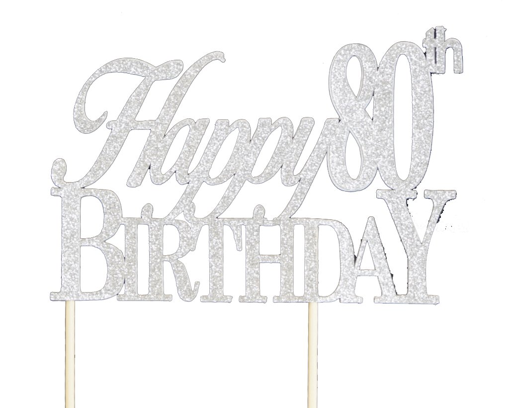 Buy All About Details Silver Happy-80th-birthday Cake Topper Online at ...