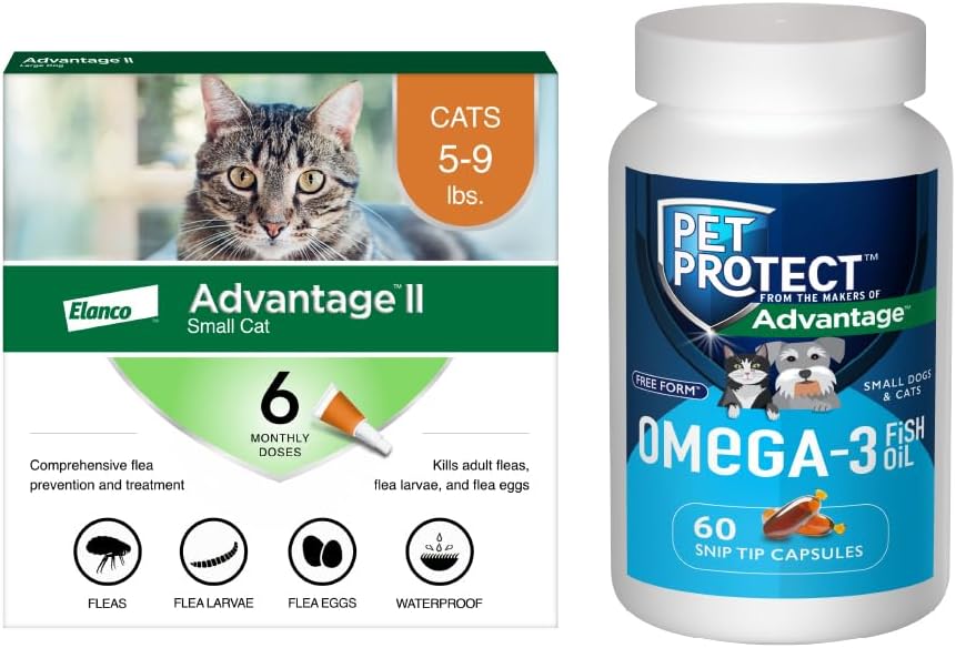 Amazon.com: Bundle of Advantage II Small Cat 6-Month Supply + Pet ...