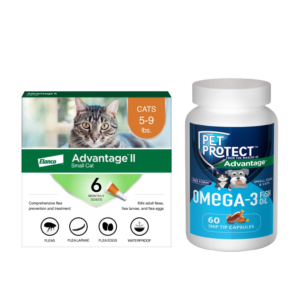Amazon.com: Bundle of Advantage II Small Cat 6-Month Supply + Pet ...