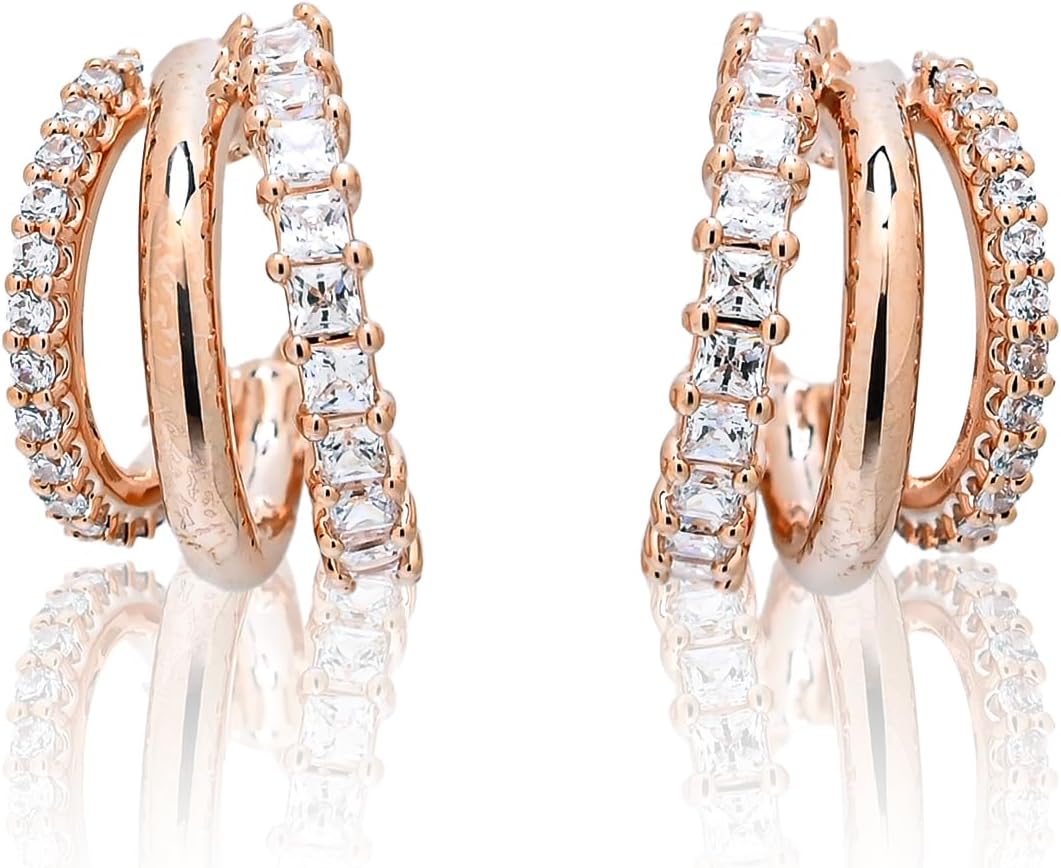 Amazon | スワロフスキー ピアス Hyperbola フープピアス クリア ローズゴールド レディース 5698702 ジュエリー ...