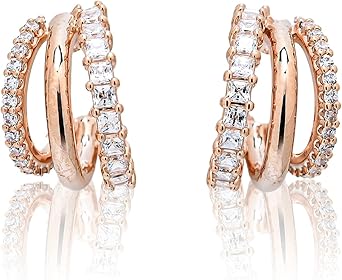 Amazon | スワロフスキー ピアス Hyperbola フープピアス クリア ローズゴールド レディース 5698702 ジュエリー ...