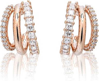 Amazon | スワロフスキー ピアス Hyperbola フープピアス クリア ローズゴールド レディース 5698702 ジュエリー ...