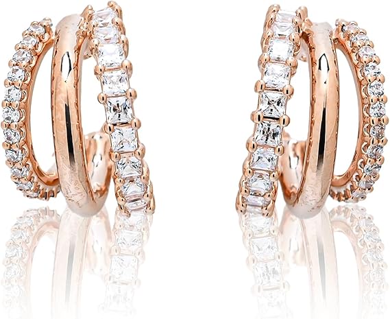 Amazon | スワロフスキー ピアス Hyperbola フープピアス クリア ローズゴールド レディース 5698702 ジュエリー ...