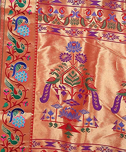 Buy ARUNAFASHIONS Women's Silk Paithani Embroidery Art Saree with ...