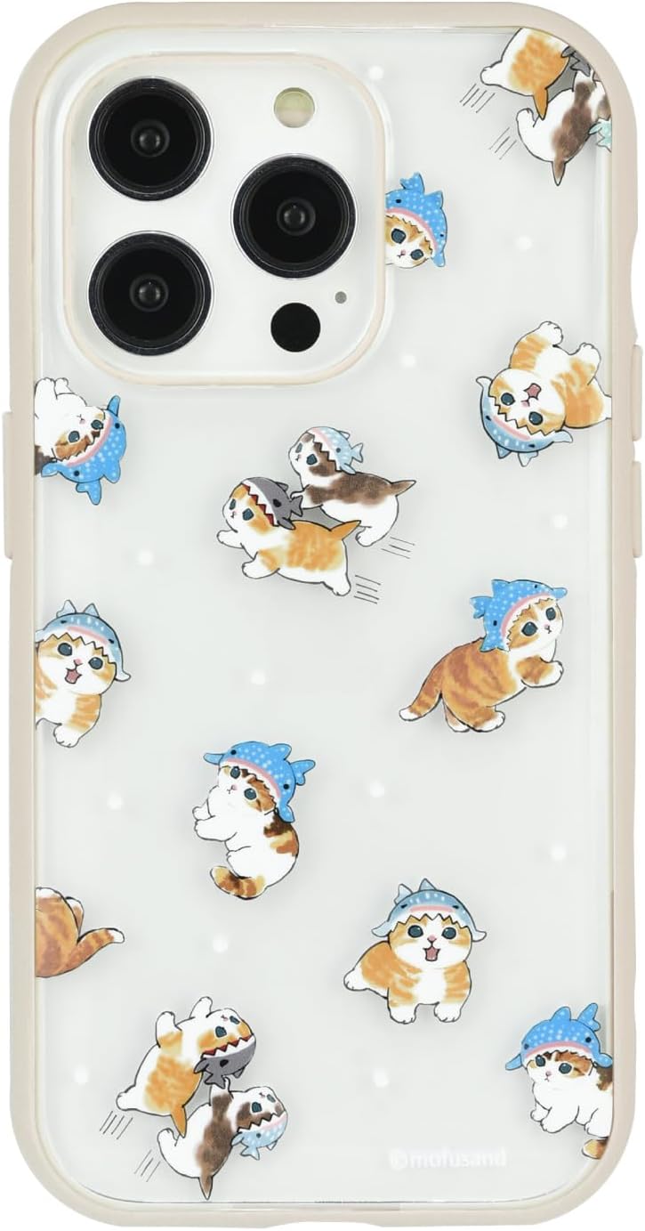 Amazon.co.jp: グルマンディーズ mofusand IIIIfit Clear(イーフィット クリア) iPhone15 Pro 対応 ケース ジンベイザメにゃん MOFU-24B ...