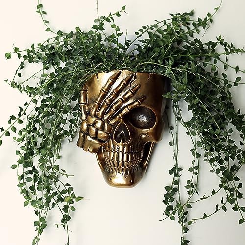 Amazon.com : Dolkgy Skull Fence Planter for Outdoor Plants, Spooky ...