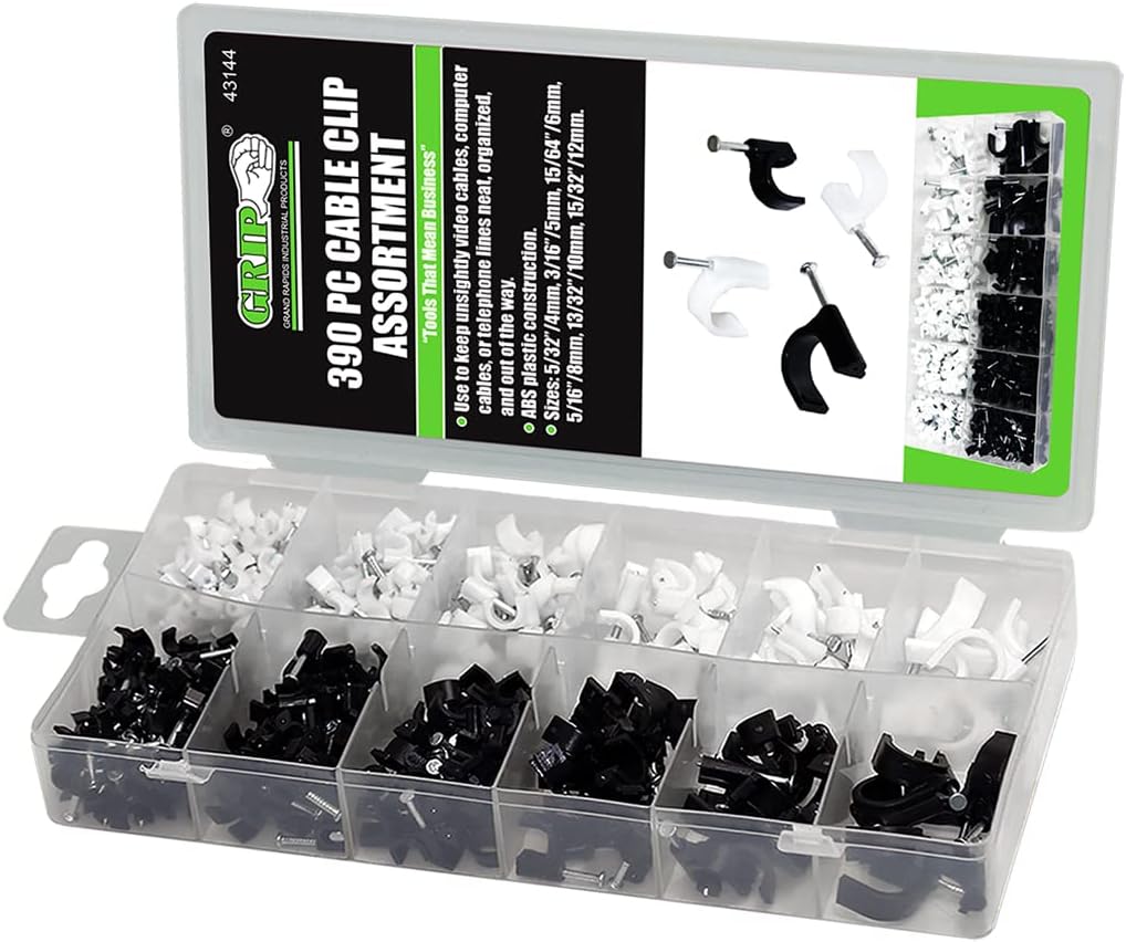 Amazon.com: Grip 390 pc Cable Clip Assortment - Cables, Computer Cables ...