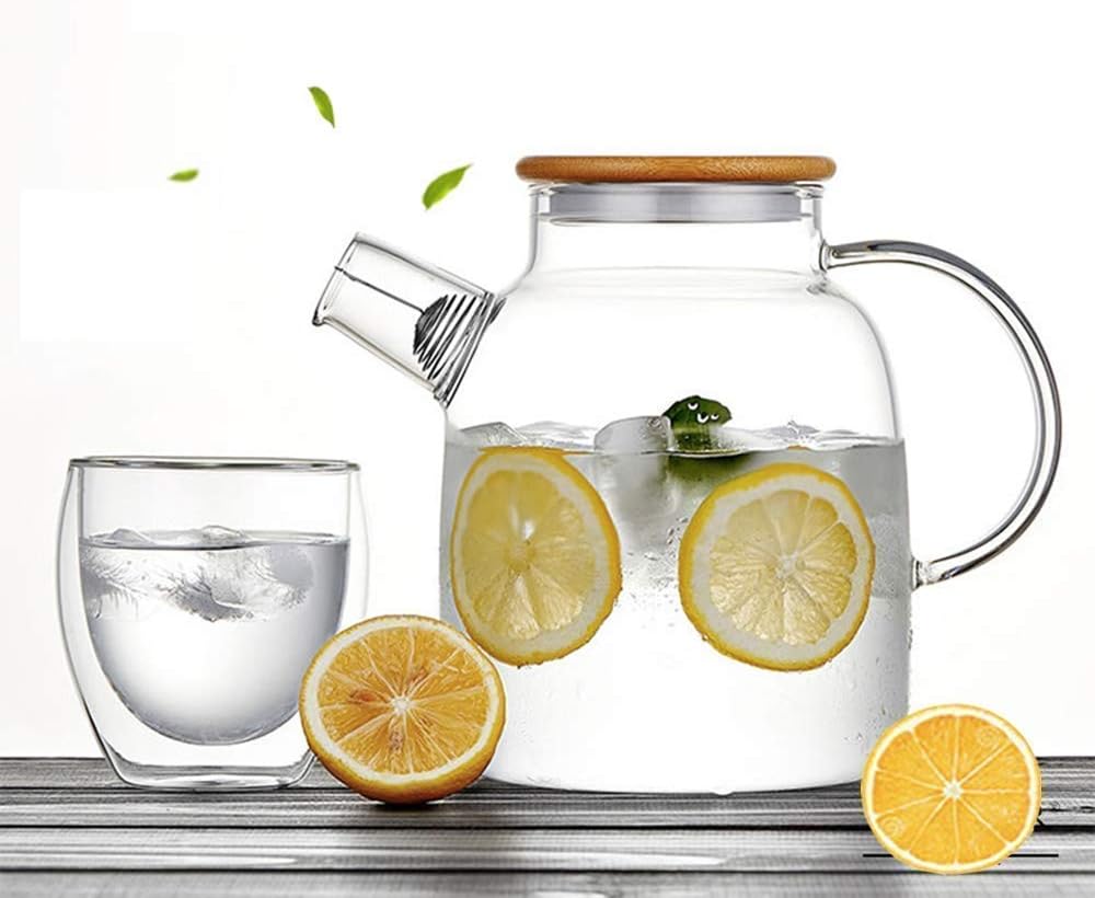 Sqinelli 1.8 Liter Glass Water Jug with Lid Glass Pitcher Hot Water Jug ...