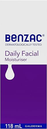 Benzac Daily Facial Moisturiser for Acne Prone Skin 118ml, Hydrates ...