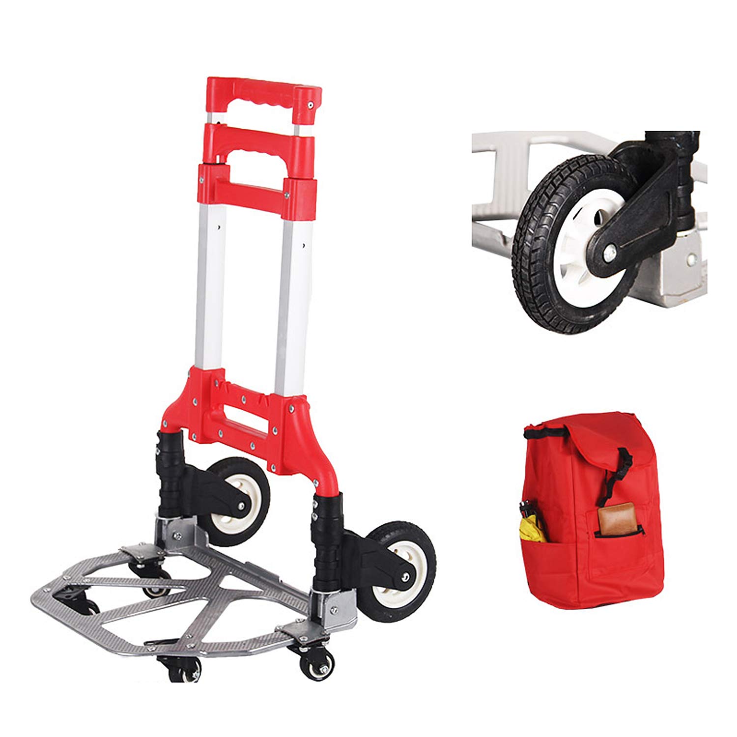 Buy 6 Wheel Collapsible Hand Truck, Portable Aluminum with Metal Rubber ...