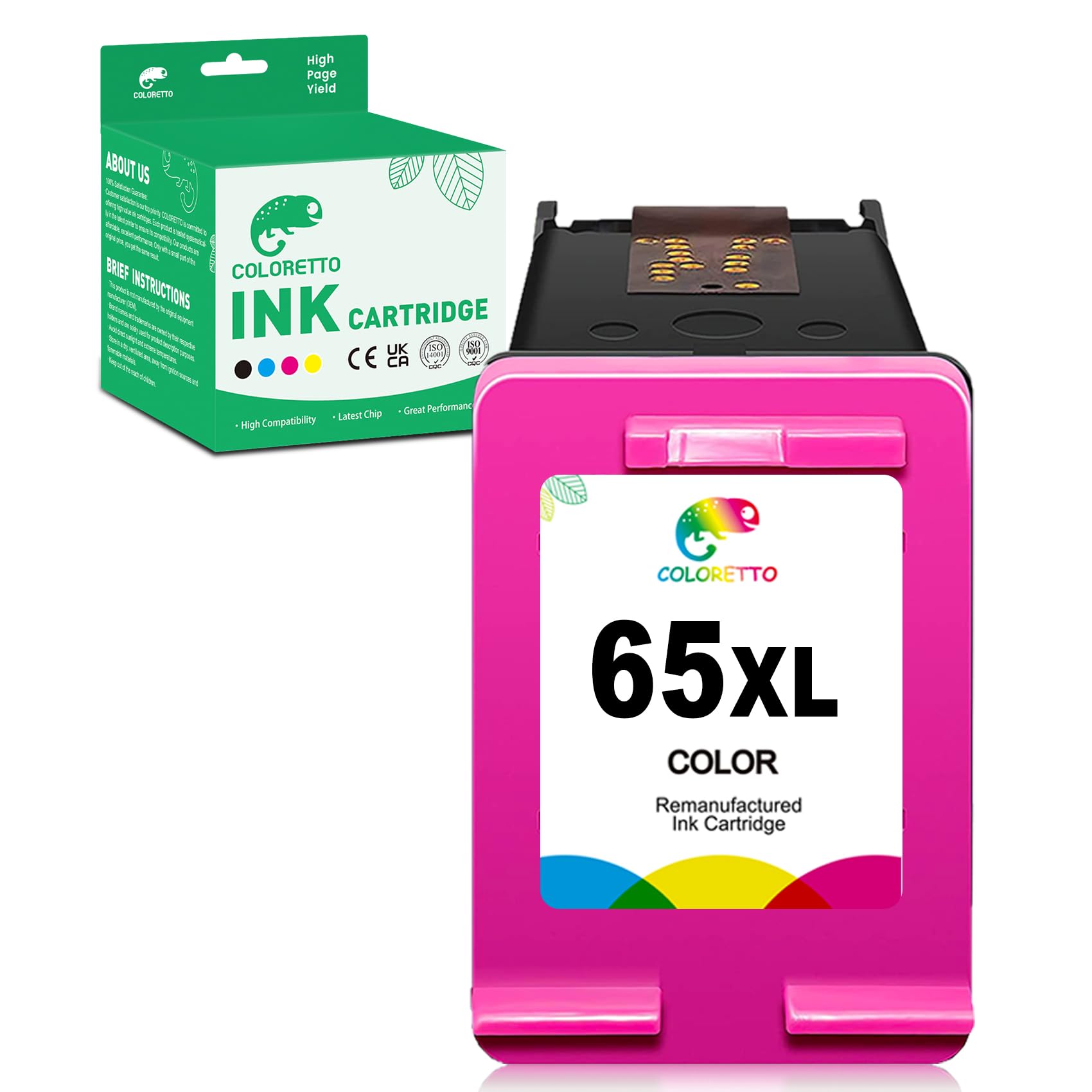 COLORETTO Ink Cartridge 65XL Color For HP DeskJet 3755 3772 3752 3722 ...