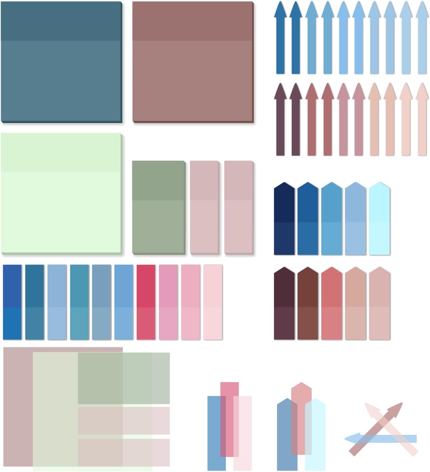 Amazon.com : PARTSPOWER Transparent Sticky Notes, 3X3 Inch, Pastel ...