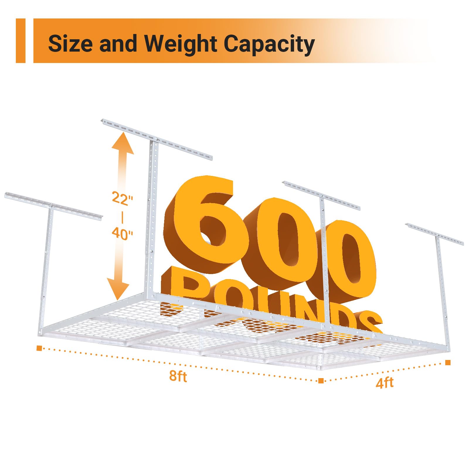 Snapklik.com : 4ftx8ft Overhead Garage Storage Rack, Heavy-Duty Metal ...