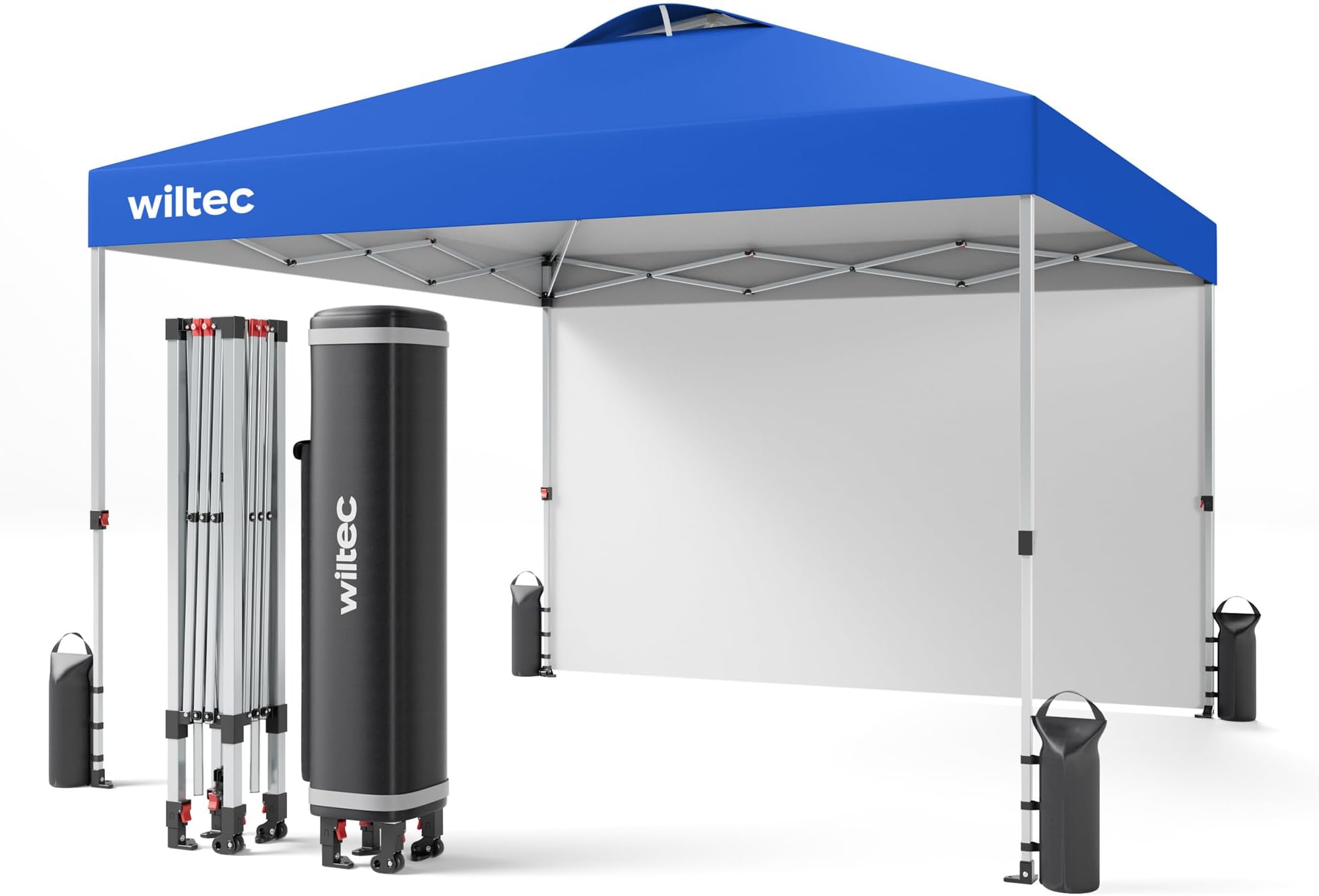 Wiltec Pavillon Pop-up Tonnelle de Jardin Pliante – 3 x 3 x 2,79 m – Couleur Bleue – avec Paroi ...