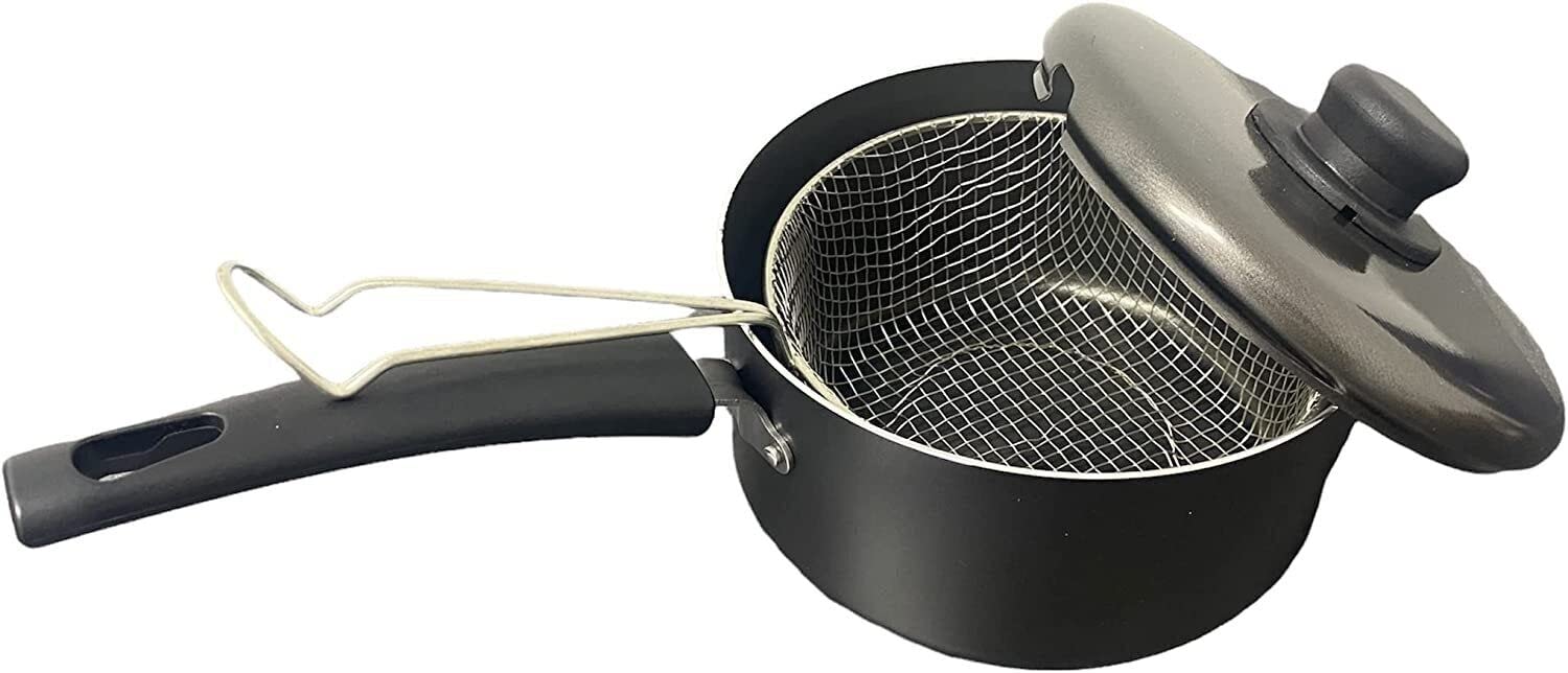 Made in UK Aluminium Non Stick Chip Pan with Basket and Lid - Diameter ...