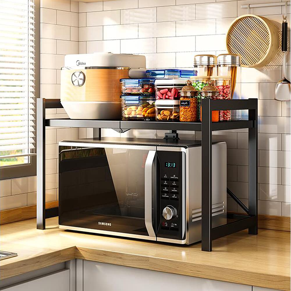 Buy Aufworld Microwave Oven Rack,2 Tier Foldable Microwave Shelf Stand ...