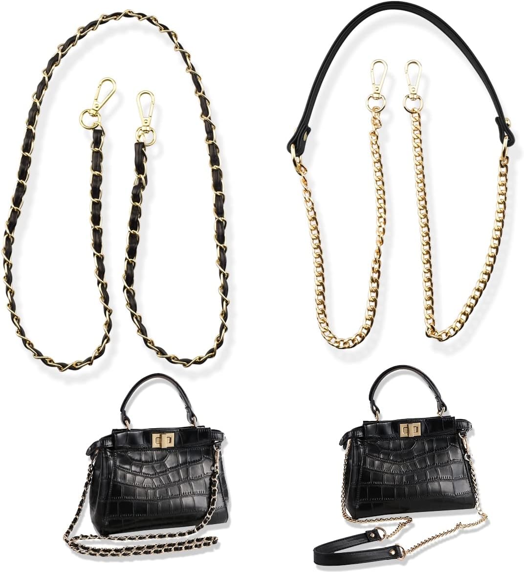 Purse Chain Strap 2Pack 47Inch Leather Crossbody Bag Chains Strap ...