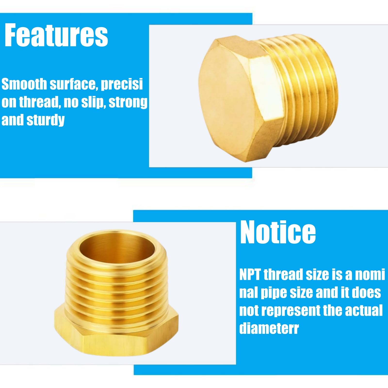 Snapklik.com : 25 Pcs Brass Pipe Plug Fitting Assortment Kit, 5 Sizes 1 ...
