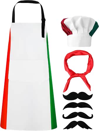 Amazon.com: XLSXEXCL Italian Flag Apron and Chef Hat Set, Waterproof ...