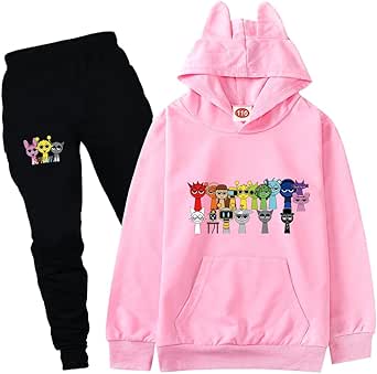 Amazon.com: Sprunki Costume Kids Sweatshirt Pants Set Sprunki Cat Ear ...