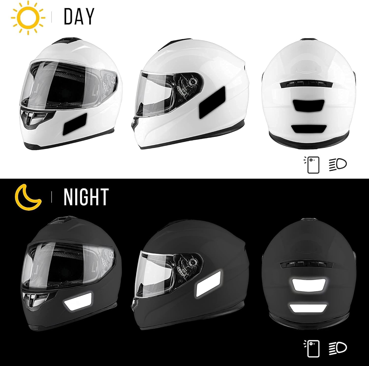 Reflective Motorcycle Helmet Decals VFLUO Kit Of Reflective Stickers