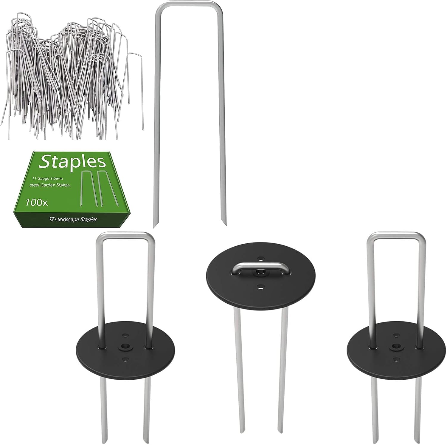Amazon.com : AAGUT Landscape Staples 200Pcs and 100 washers,Garden Pins ...