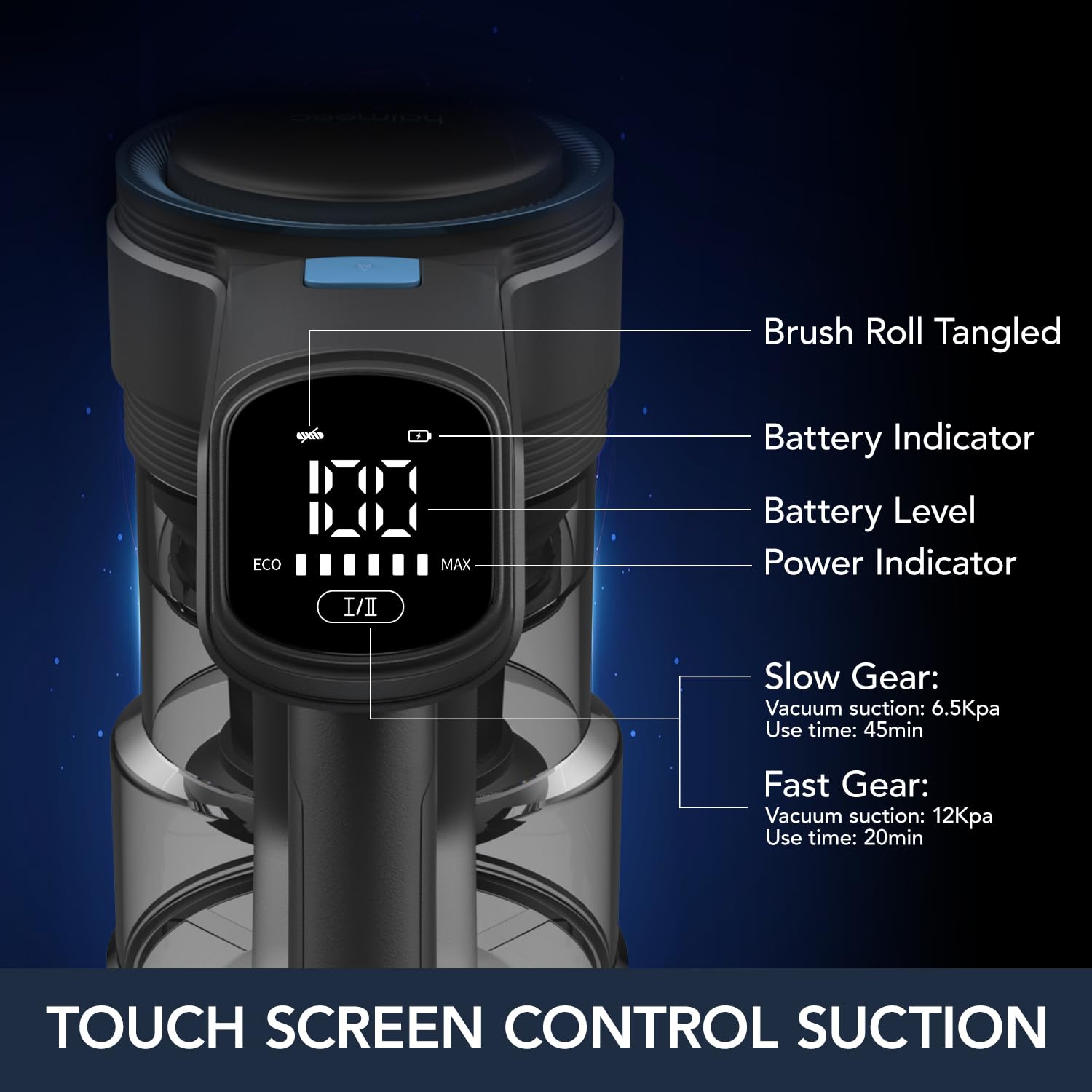 Cordless Vacuum Cleaner, Display Touchscreen, Stick Vacuum Cordless ...