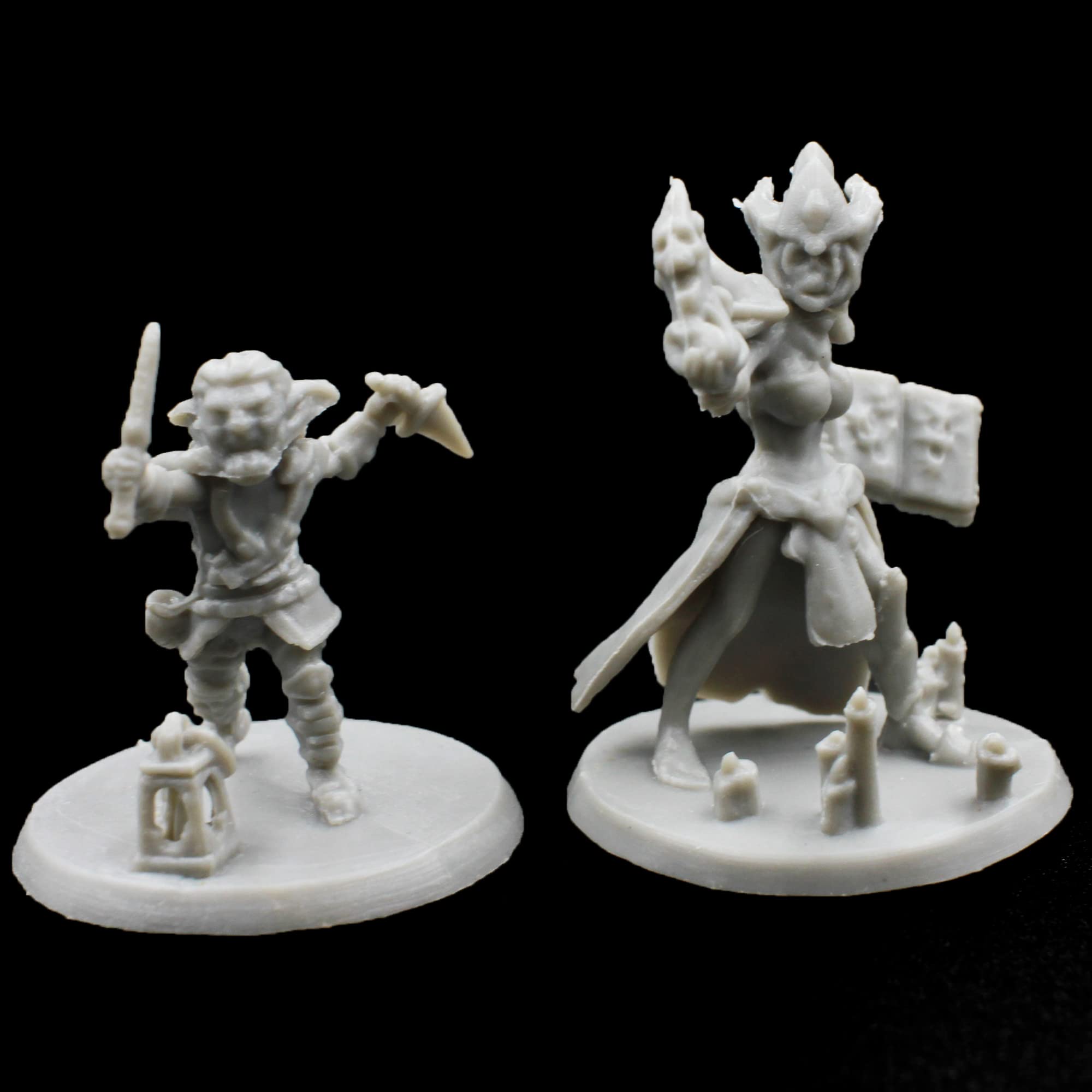 Gnome Rogue & Dark Elf Wizard Miniatures | 28mm scale hero miniature ...