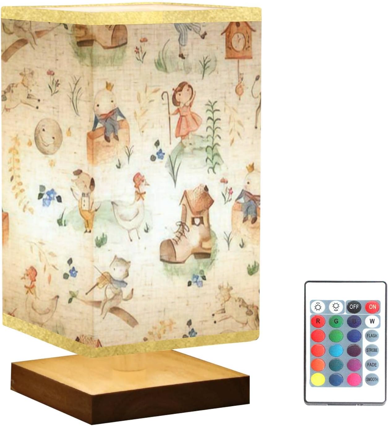 Square Bedside Table Lamp Nursery Rhyme animals watercolor seamless ...