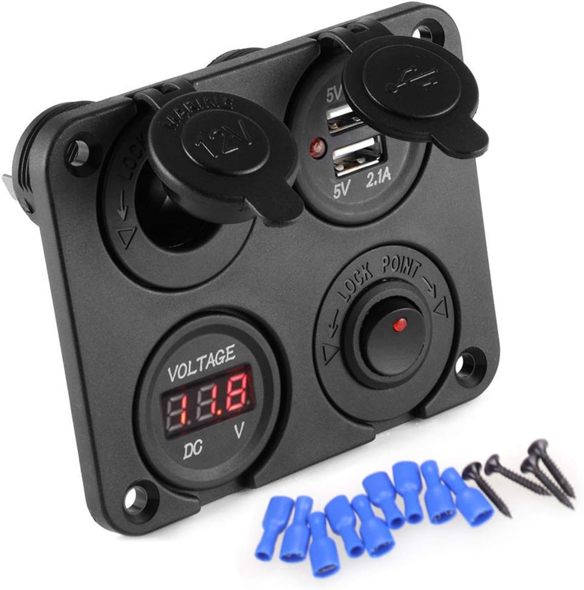 Amazon.com: 4 in 1 Marine Car Charger Socket Panel DEALPEAK DC 12V-24V ...
