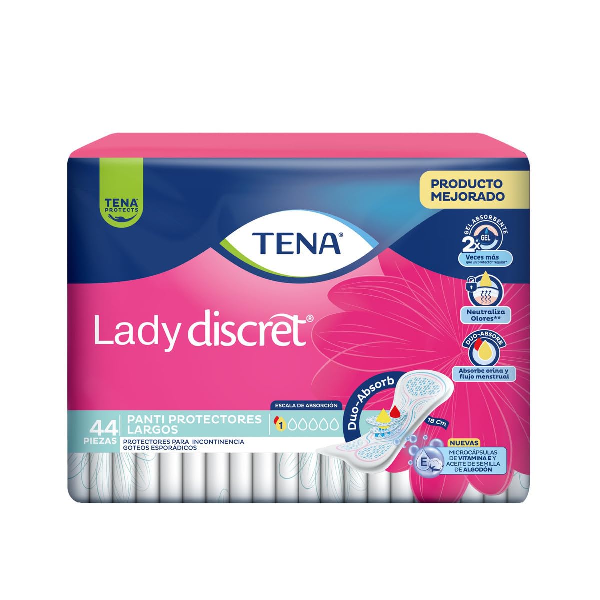 TENA Lady Discret Panti Protectores Largos, 44 piezas : Amazon.com.mx ...
